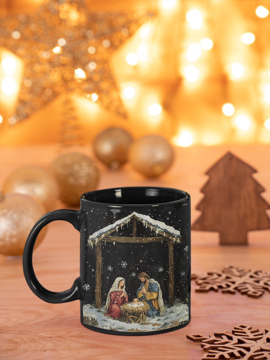 Silent Night Nativity Catholic Mug, Festive Christmas Holy Family Mug ...
