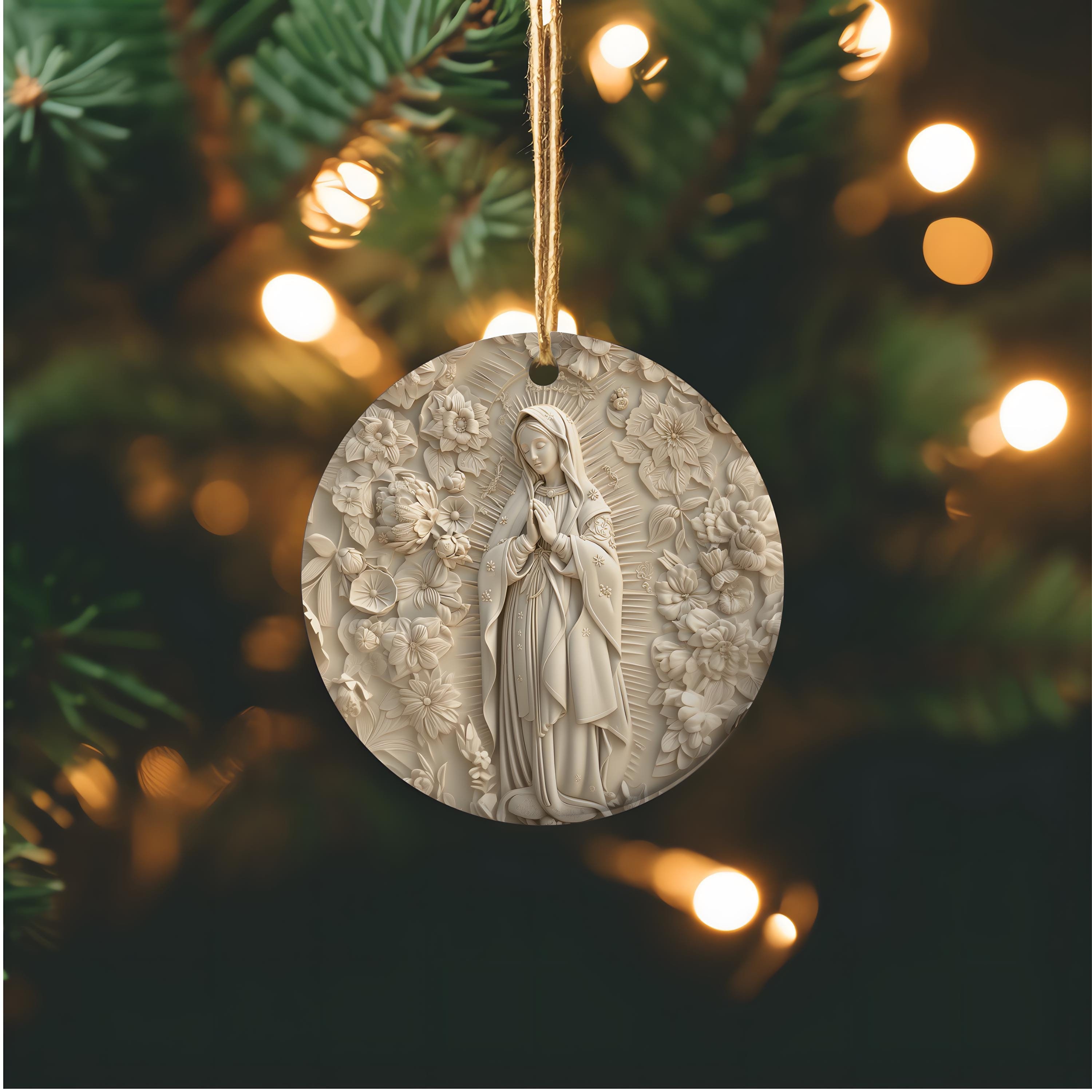 Virgin Mary Floral Ornament Bundles, Elegant Ivory Style Catholic ...