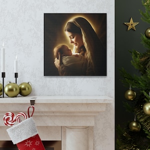 Young Virgin Mary and Baby Jesus Canvas Print, Holy Family Motherhood ...