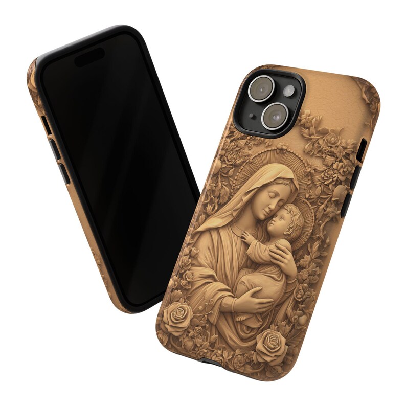 Our Lady of Grace Vintage Catholic Phone Case, Madonna and Child Relief ...