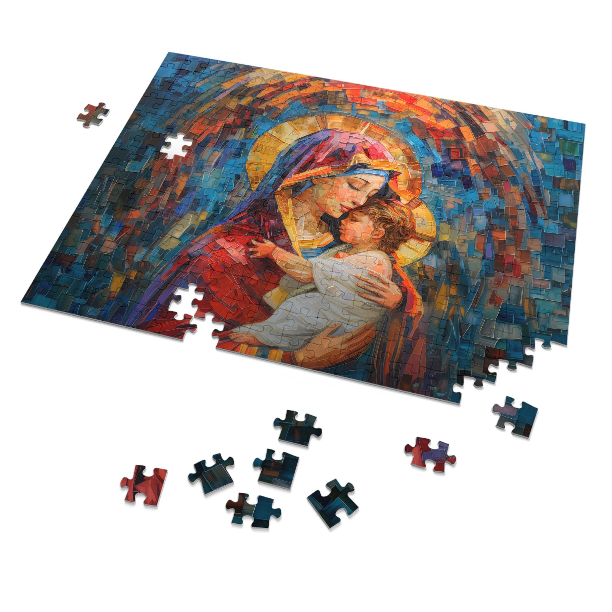 Virgin Mary and Baby Jesus Jigsaw Puzzle, Catholic Religious Art Puzzle ...