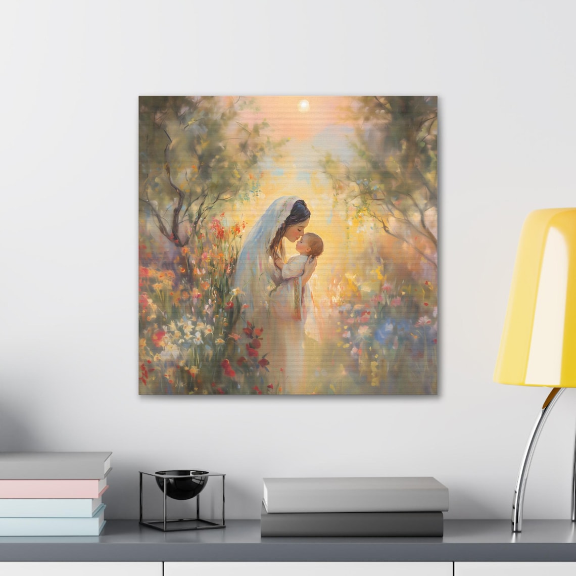Young Virgin Mary and Sleeping Baby Jesus Canvas Print, Patron Saint ...