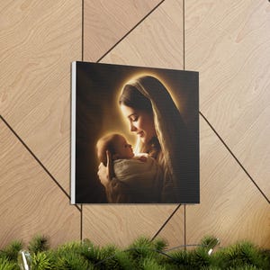 Young Virgin Mary and Baby Jesus Canvas Print, Holy Family Motherhood ...