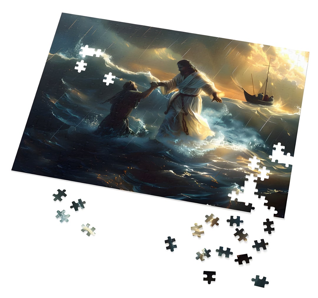 Jesus Walks on Water Catholic Jigsaw Puzzle, Jesus Christ Bible Art ...