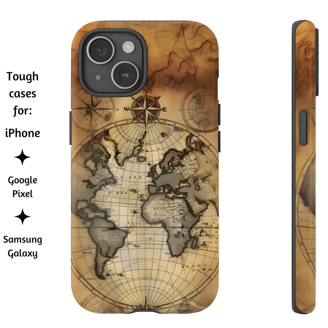 Vintage World Map Phone Case, Antique Old Pirate Map Case for Iphone ...