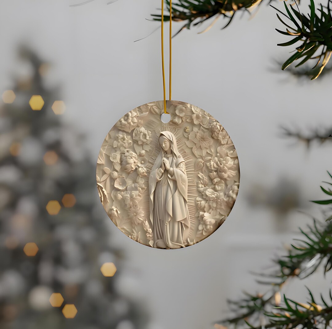 Virgin Mary Floral Ornament Bundles, Elegant Ivory Style Catholic ...