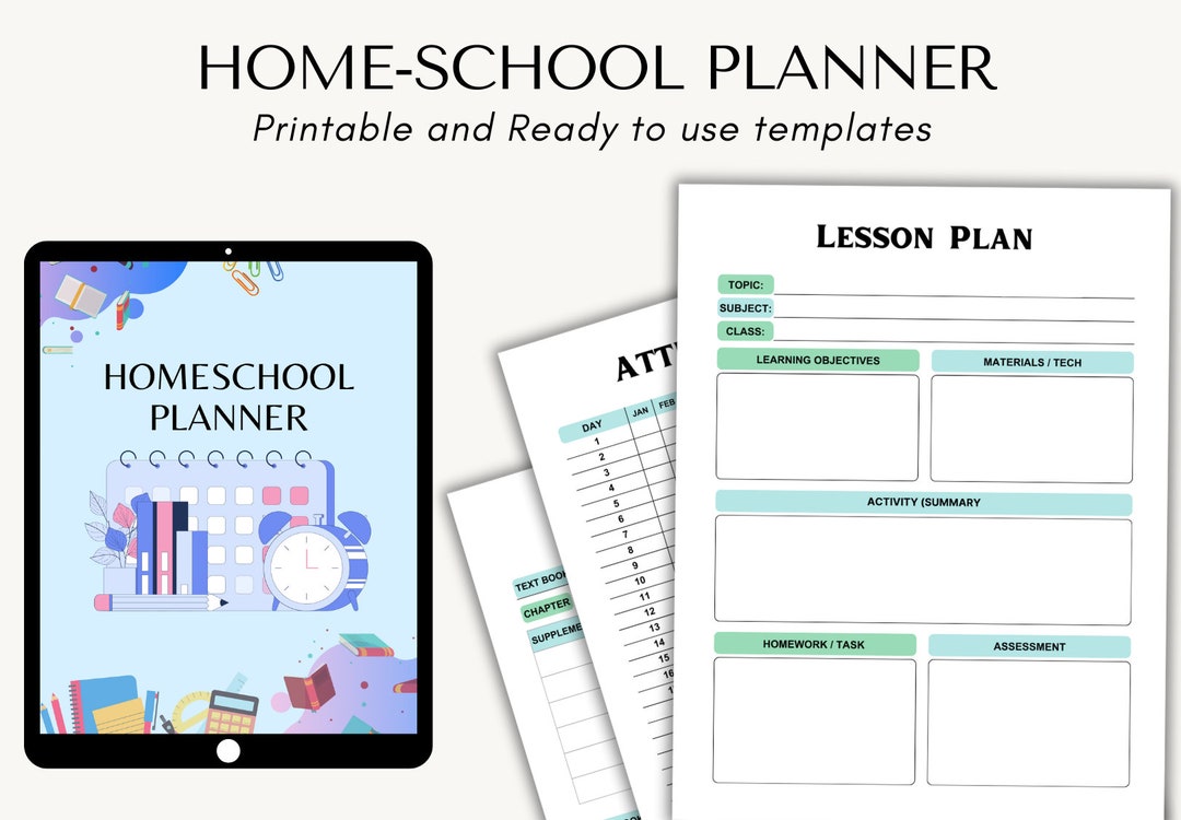 Homeschool Planner Printable Home School Teacher Academic Lesson ...