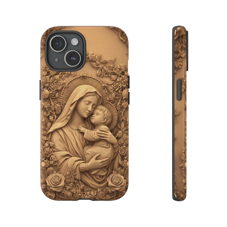 Our Lady of Grace Vintage Catholic Phone Case, Madonna and Child Relief ...