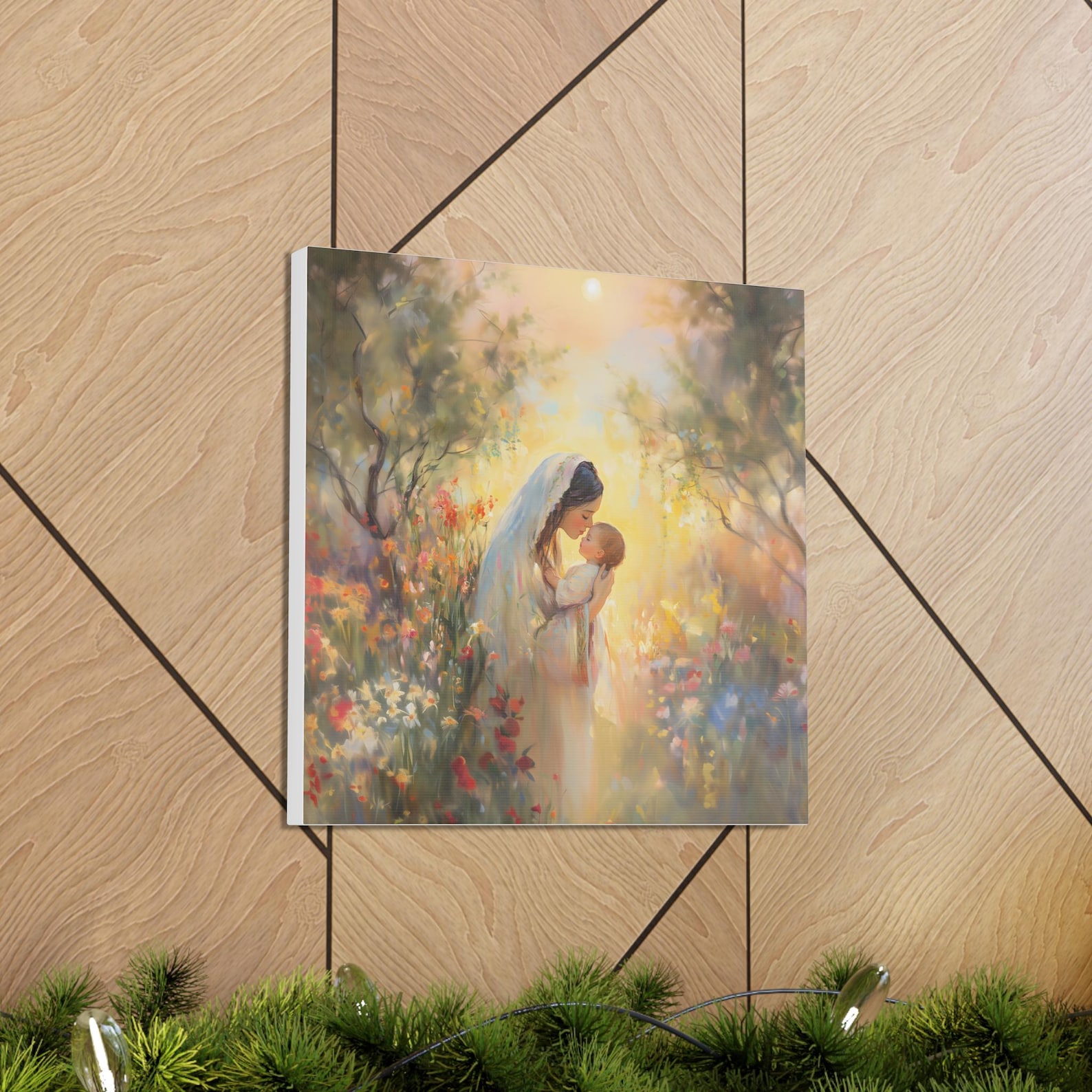 Young Virgin Mary and Sleeping Baby Jesus Canvas Print, Patron Saint ...