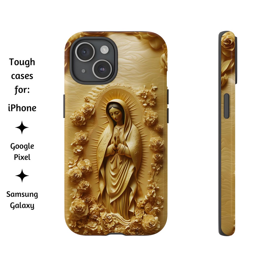 Our Lady of Guadalupe Gold Catholic Phone Case, Gold Relief Style ...