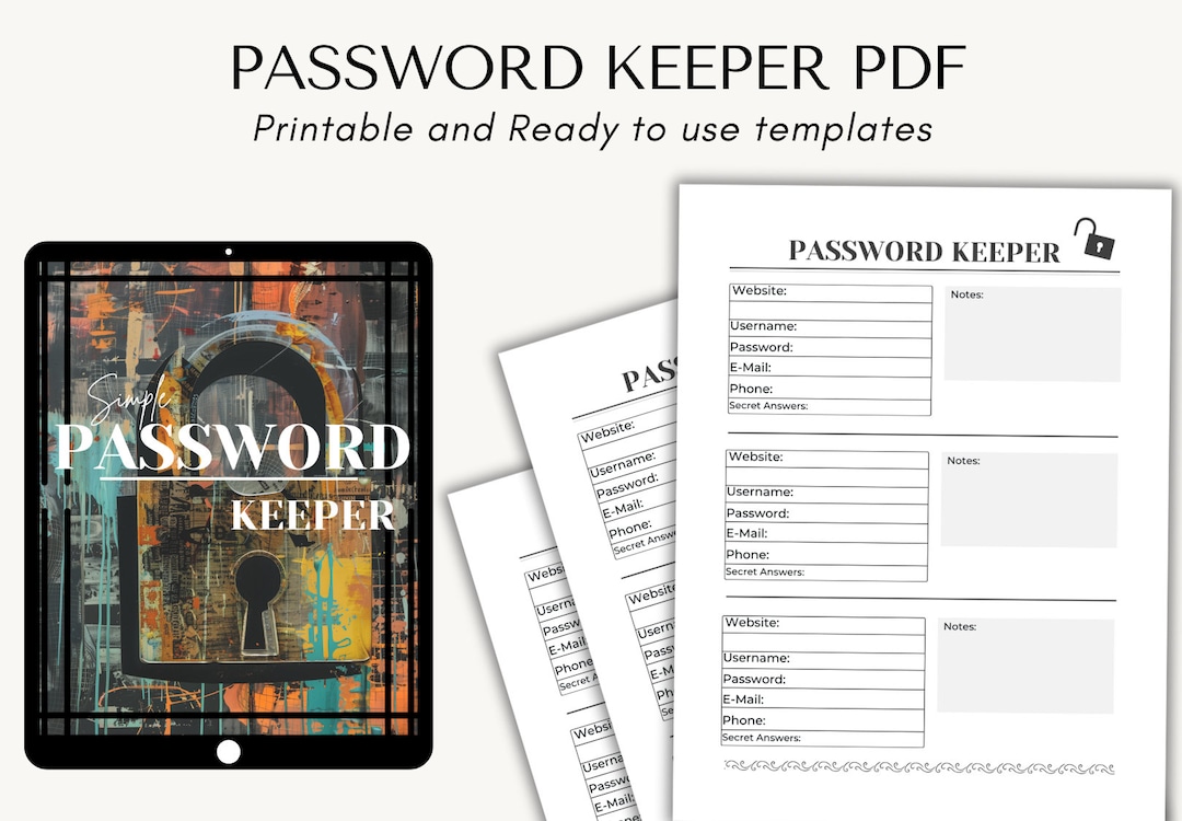 Simple Password Keeper PDF, Create a Personalized Notebook for ...