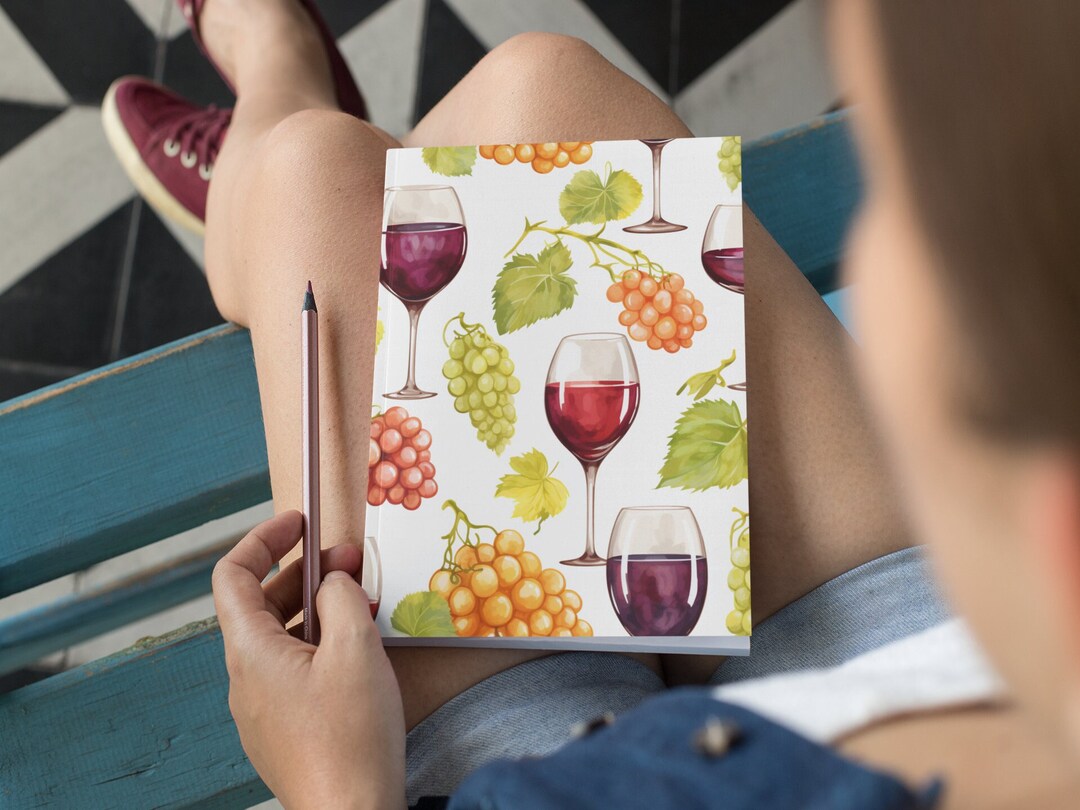 Wine Glass Hardcover Notebook Journal, 150 Lined Pgs, 75 Sheets, Wine ...