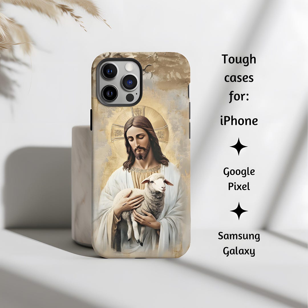 Jesus Christ Vintage Catholic Phone Case, Jesus and Lamb Christian ...