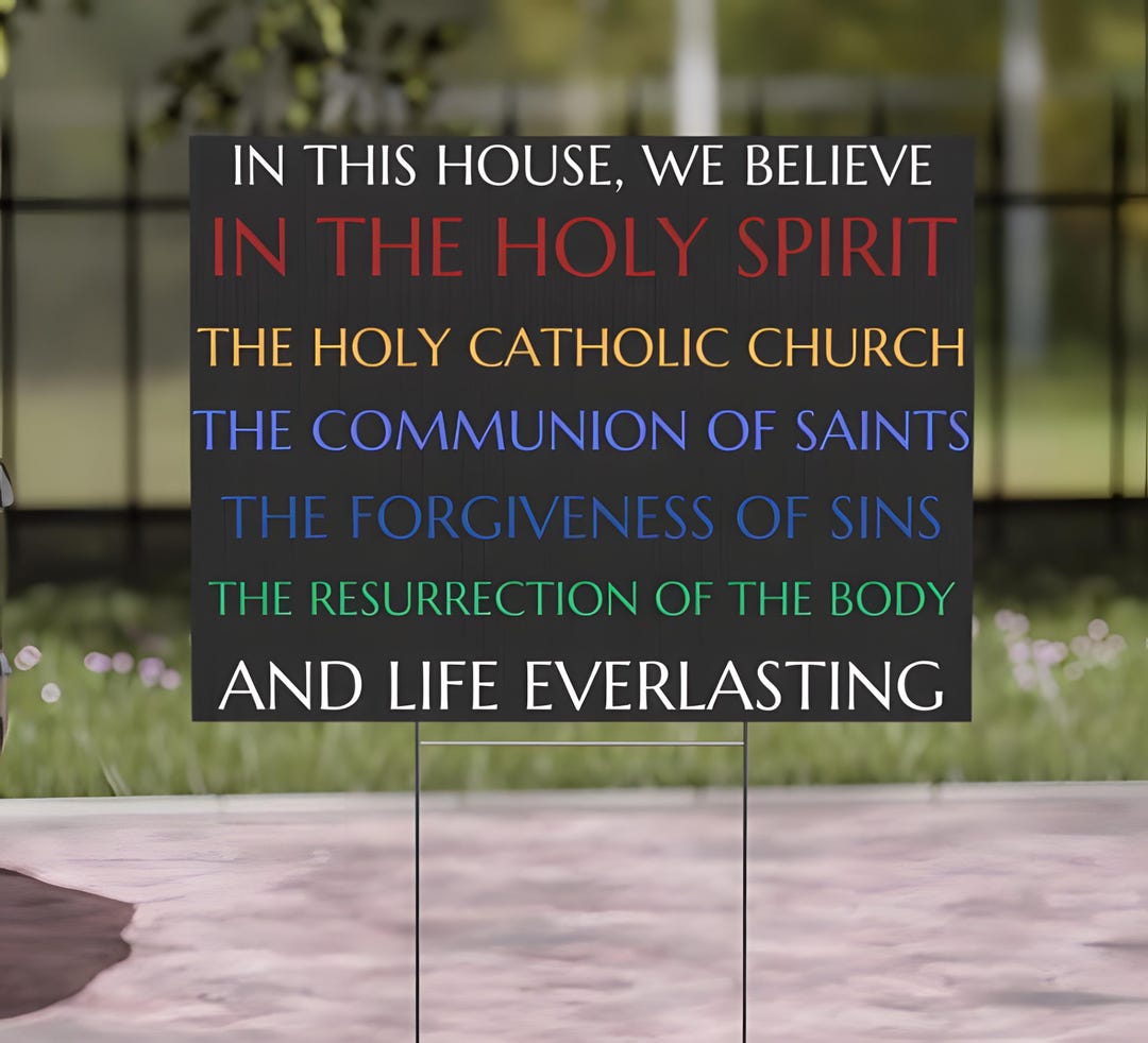 Catholic Yard Sign, Apostles Creed Christian Home Decor, Faith Yard ...