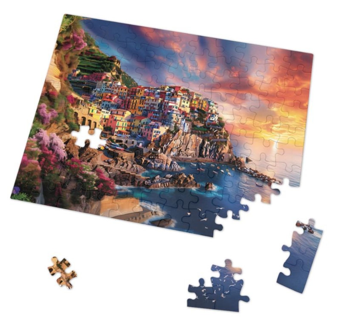 Italian Coastal Town at Sunset Jigsaw Puzzle, Manarola Cinque Terre ...