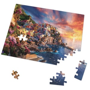 Italian Coastal Town at Sunset Jigsaw Puzzle, Manarola Cinque Terre ...