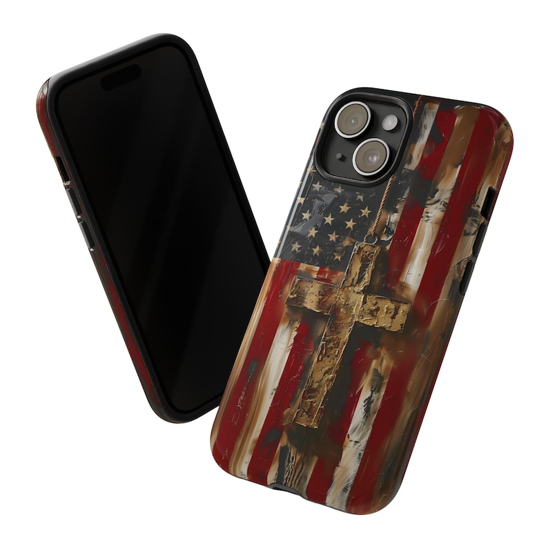 American Cross and Flag Phone Case, USA Catholic Phone Case, Patriotic ...