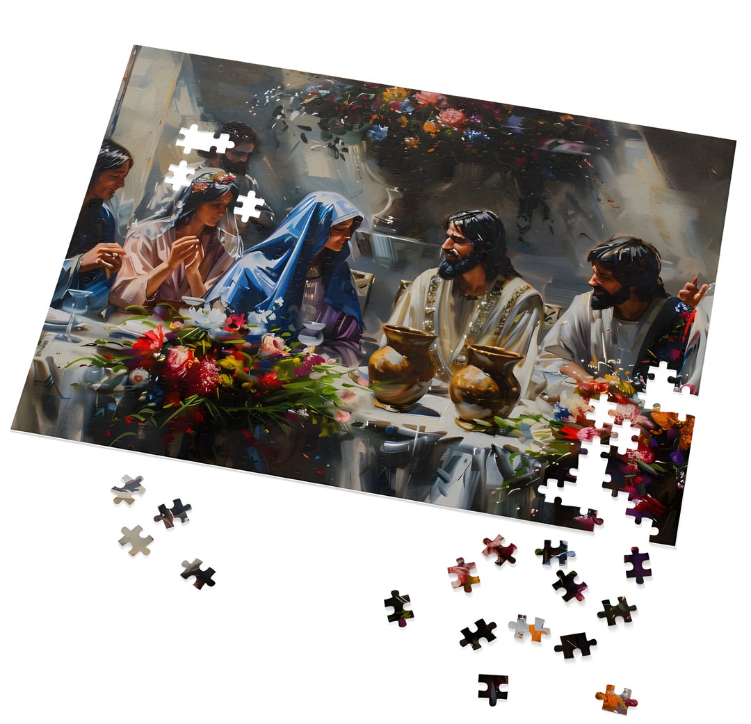 Cana Wedding Feast Jigsaw Puzzle, Jesus and Mary Bible Story Family ...