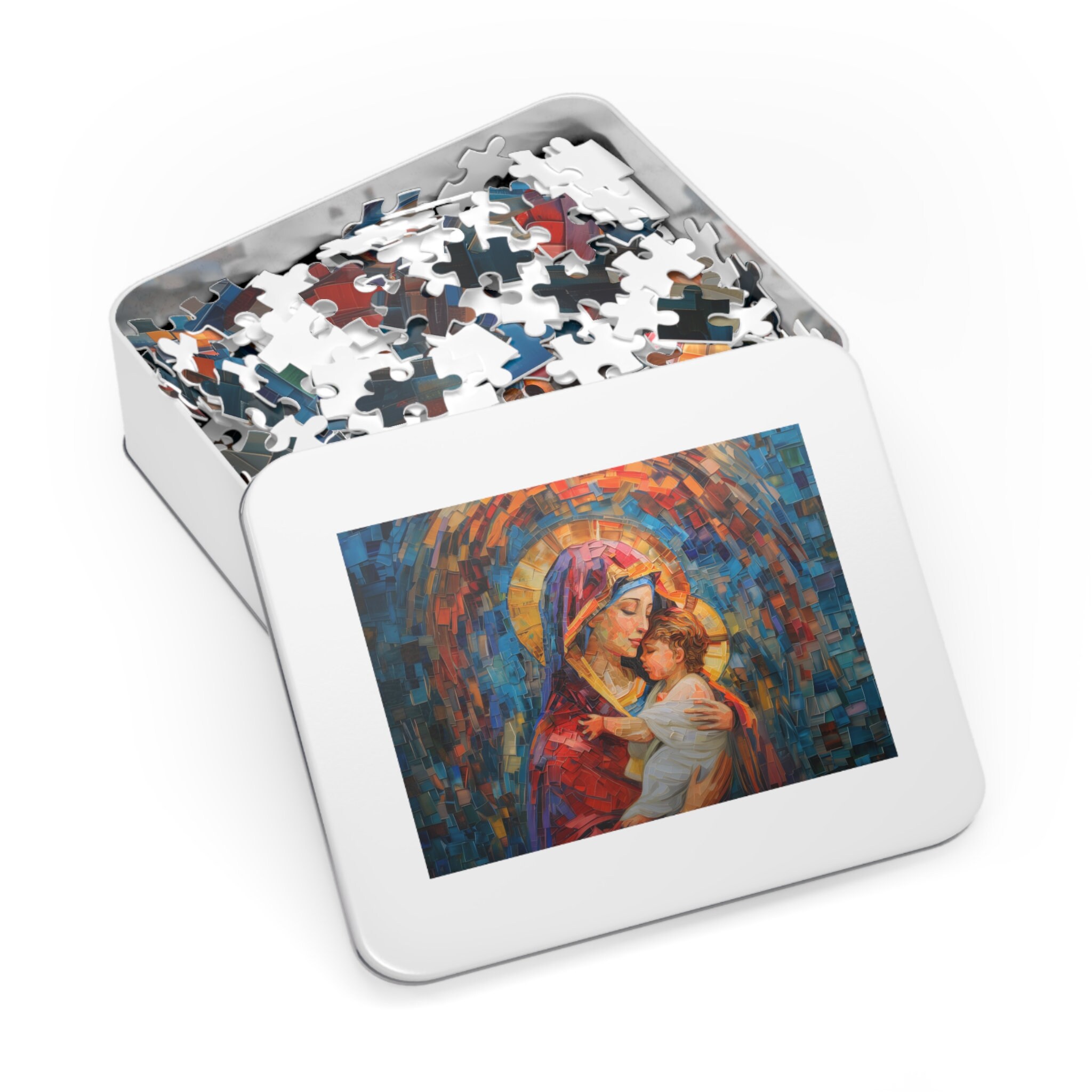 Virgin Mary and Baby Jesus Jigsaw Puzzle, Catholic Religious Art Puzzle ...