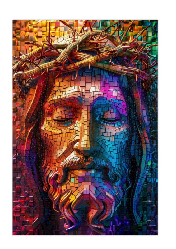 Jesus Christ Mosaic Jigsaw Puzzle, Colorful Vibrant Catholic Christian ...