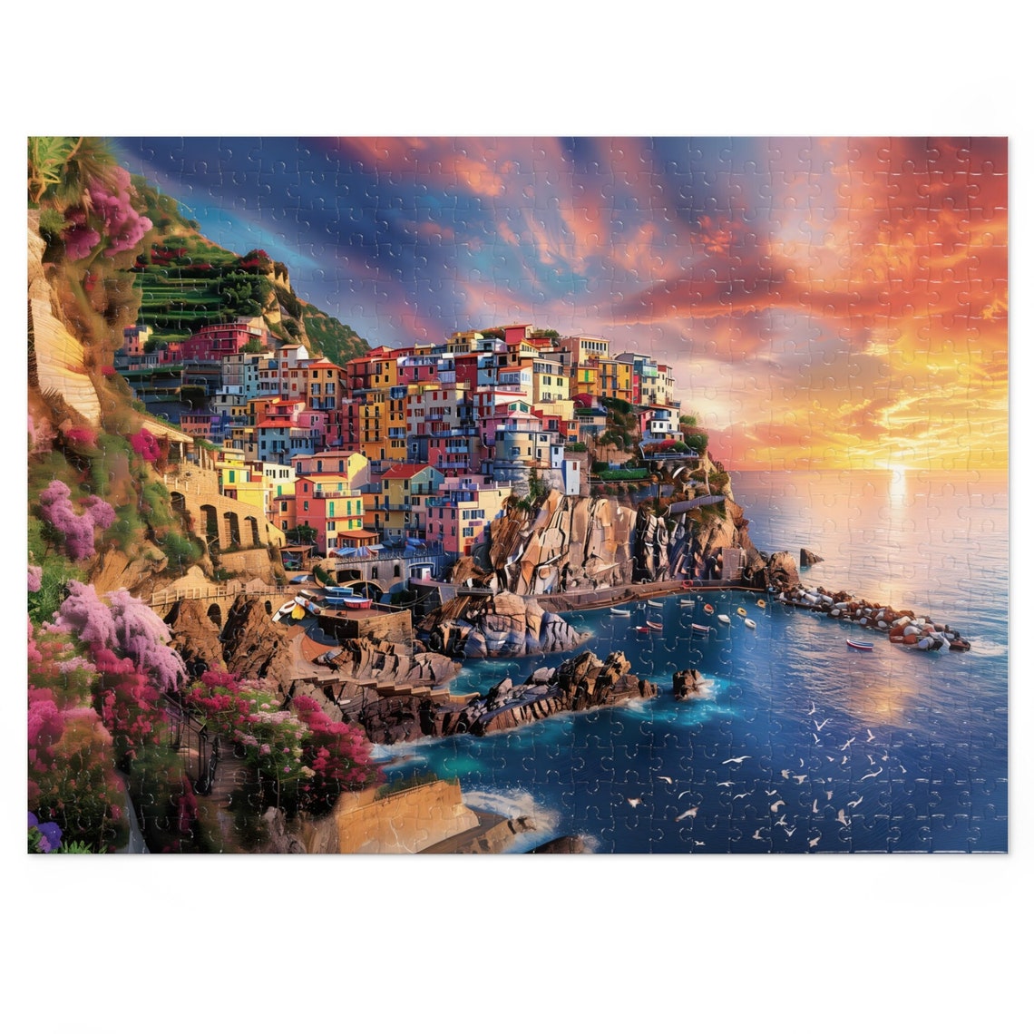 Italian Coastal Town at Sunset Jigsaw Puzzle, Manarola Cinque Terre ...