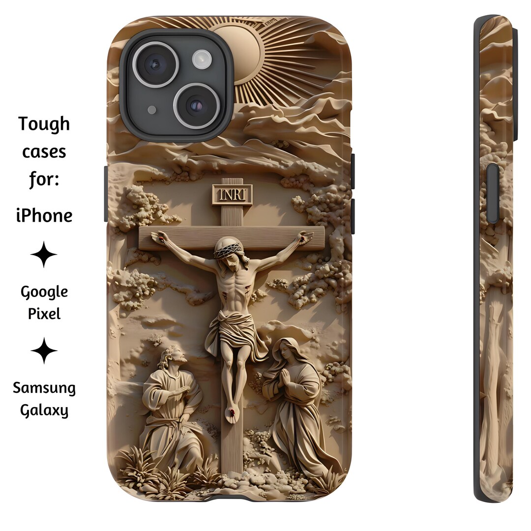 Jesus Christ on the Cross Phone Case, Jesus Crucifix 3D Style Case ...