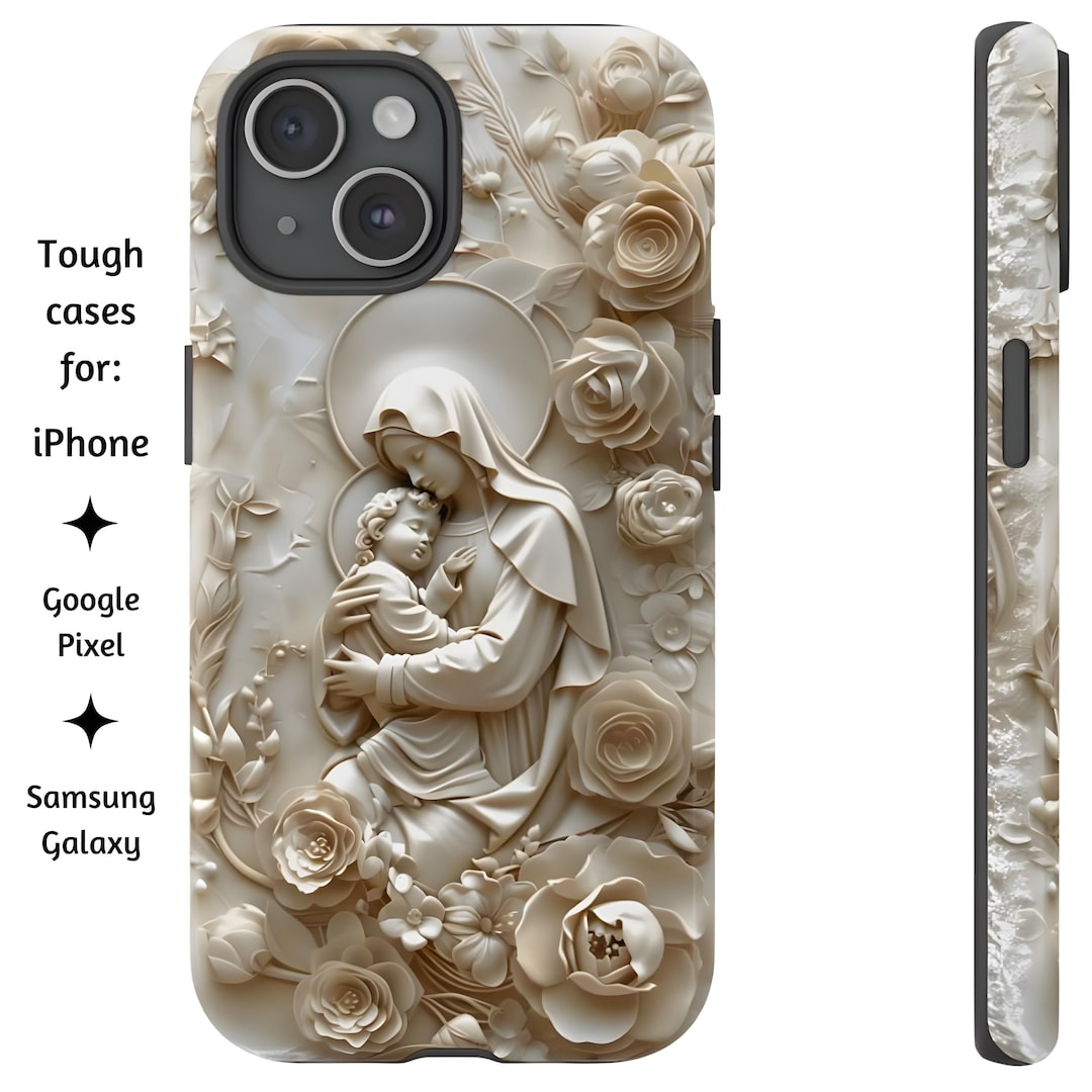 Virgin Mary and Sleeping Baby Jesus Pearl Catholic Phone Case, Madonna ...