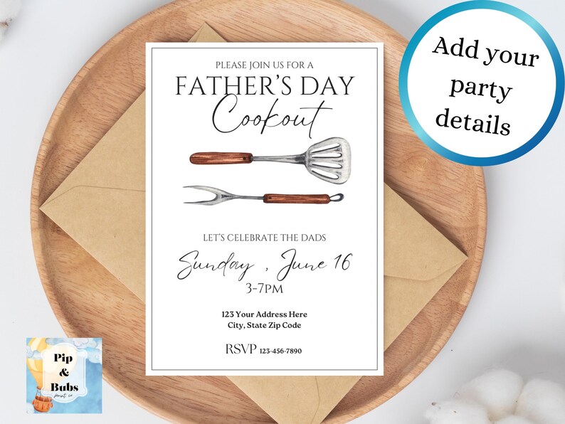 Father’s Day Cookout Editable Invitation Dad’s Invite - Etsy
