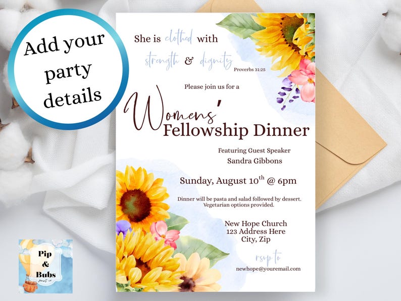 Editable Fellowship Dinner Invitation Canva Invitations Digital Invite ...