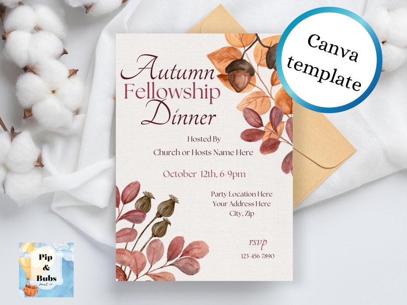 Christian Fellowship Editable Invitation Autumn Fall Ladies Fellowship ...