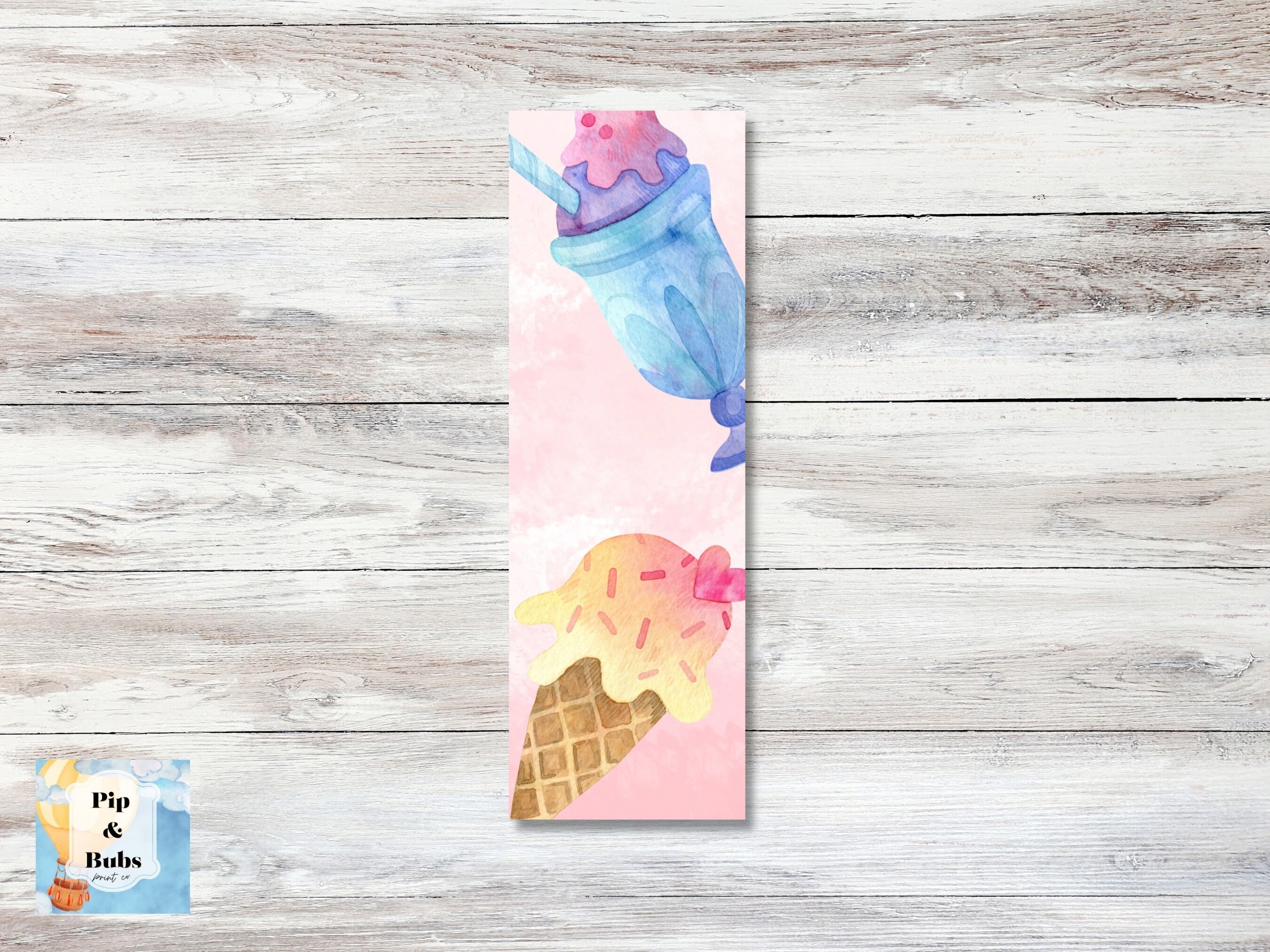 Kids Printable Bookmarks Ice Cream Treats Set of 4 Girls Gift Book ...