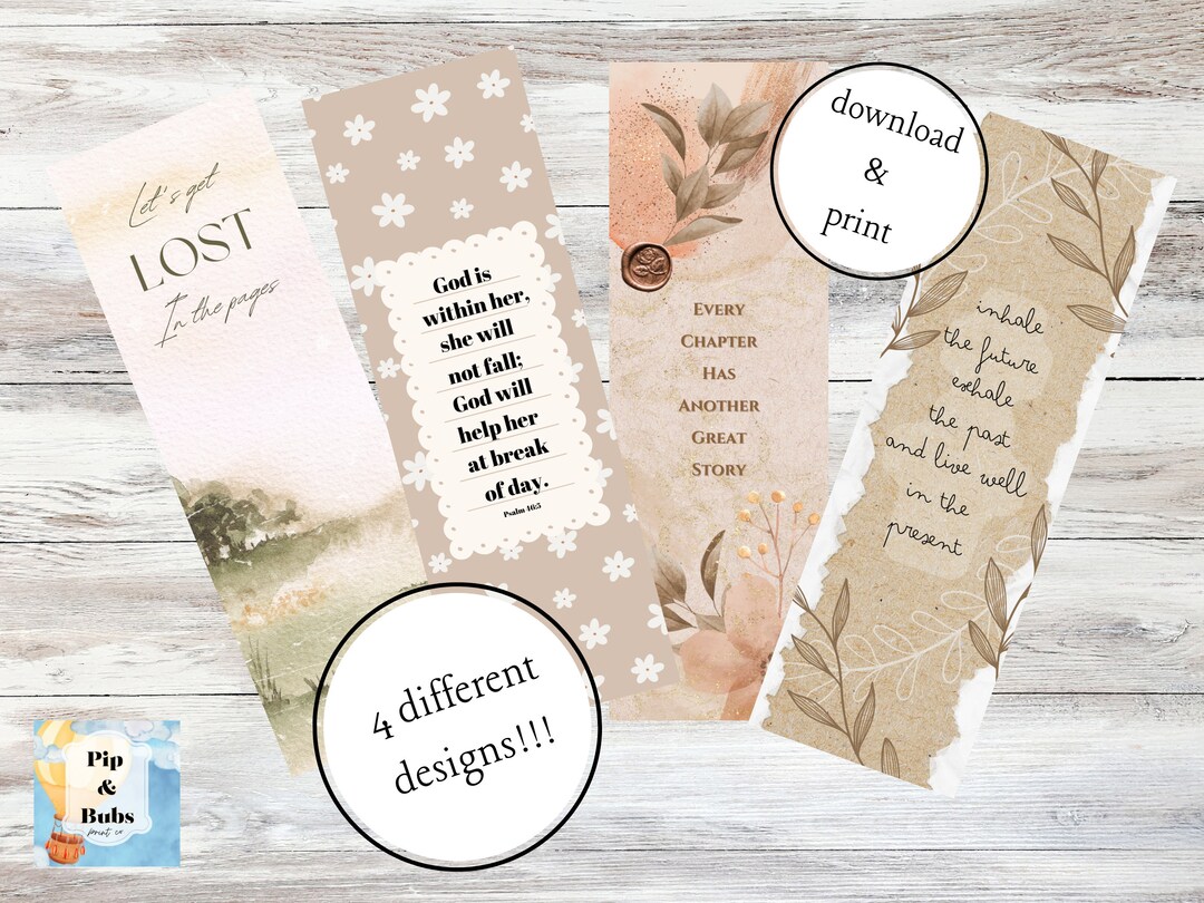 Christian Inspirational Printable Bookmarks Set of 4 Designs Gift for ...
