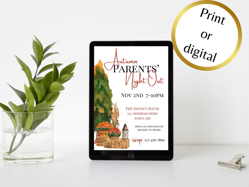 Autumn Parent’s Night Editable Invitation Mum Design Canva Invitations ...
