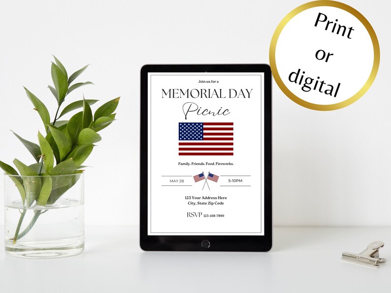 Memorial Day Editable Invitations Patriotic Flag Invites Printable - Etsy