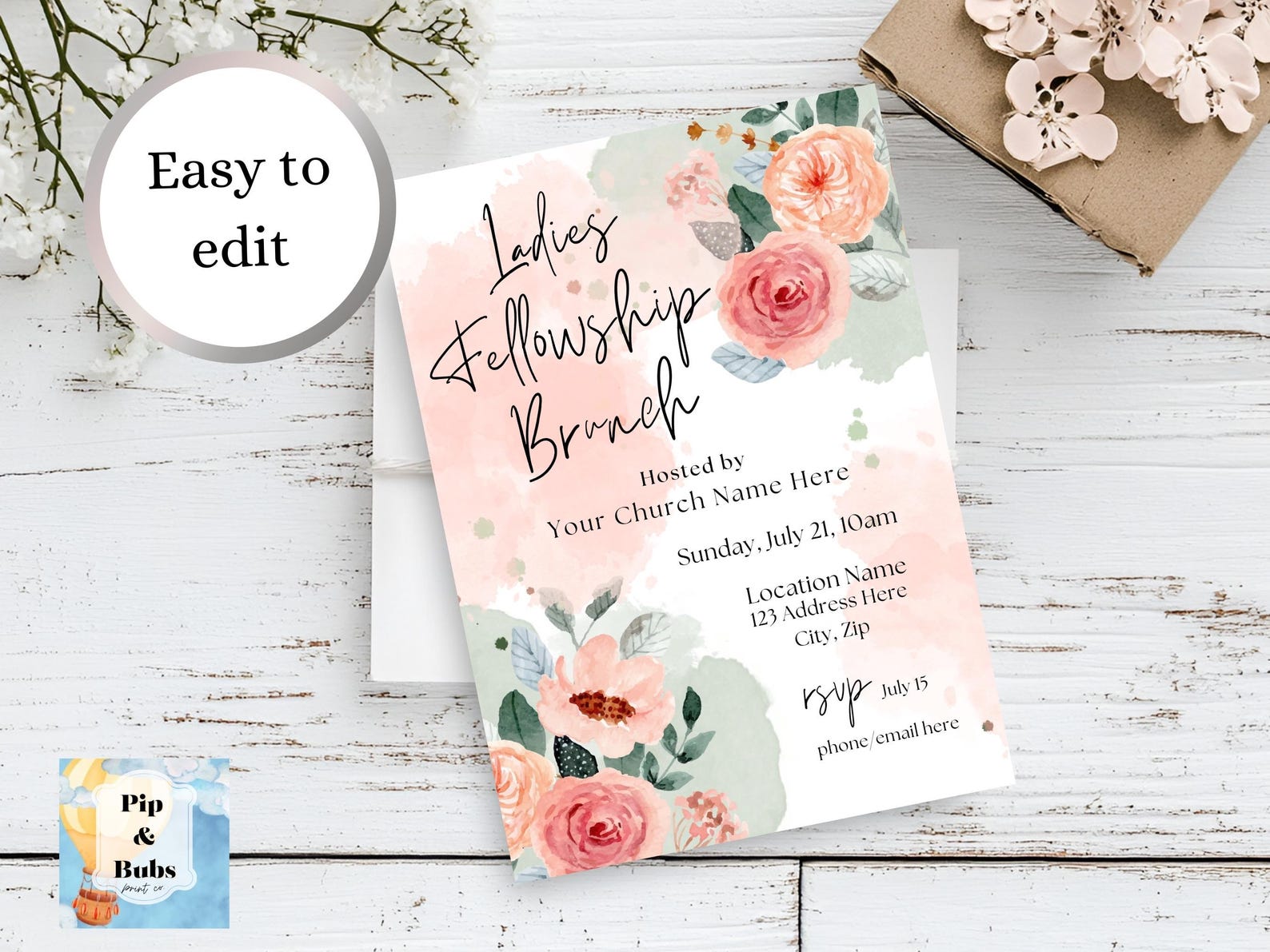 Women’s Fellowship Editable Invitation Ladies Brunch Christian Bible ...