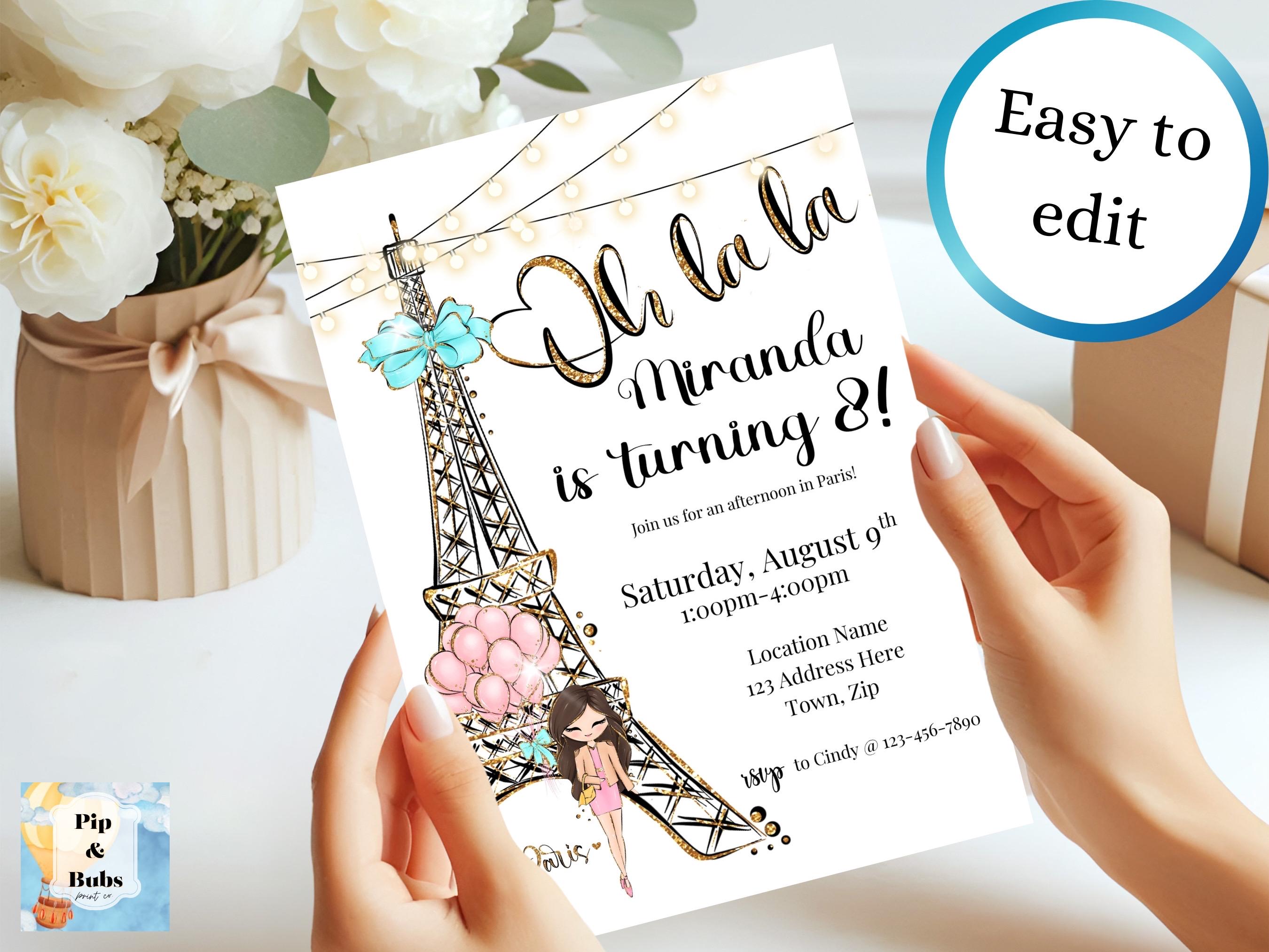 Paris Birthday Editable Invitation Pastel Girls Invite Oh La La ...