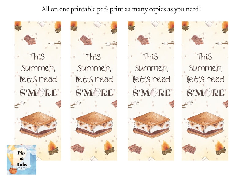 Smores Printable Bookmarks Summer Reading Lets Read Smore - Etsy