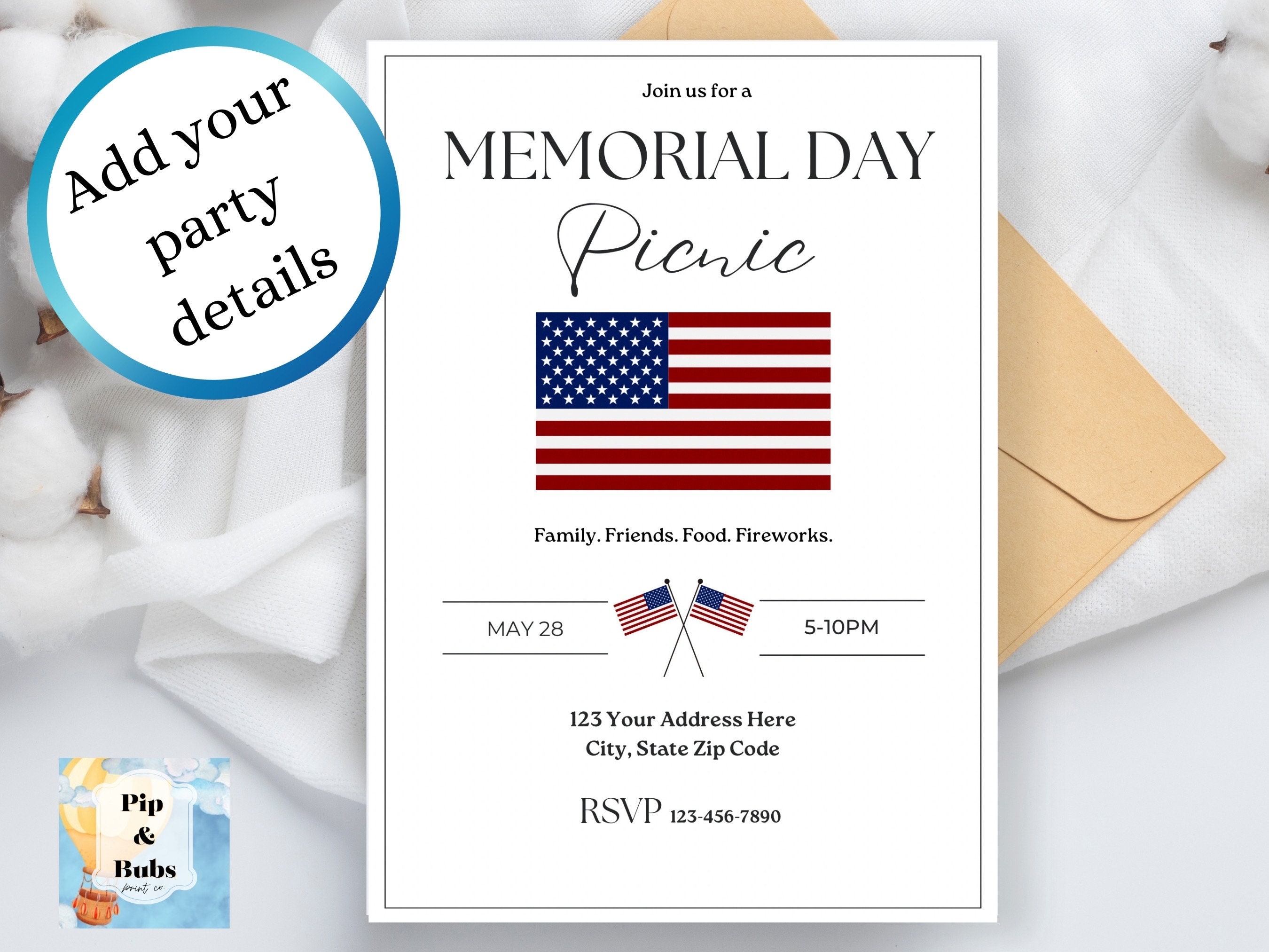 Memorial Day Editable Invitations Patriotic Flag Invites Printable - Etsy