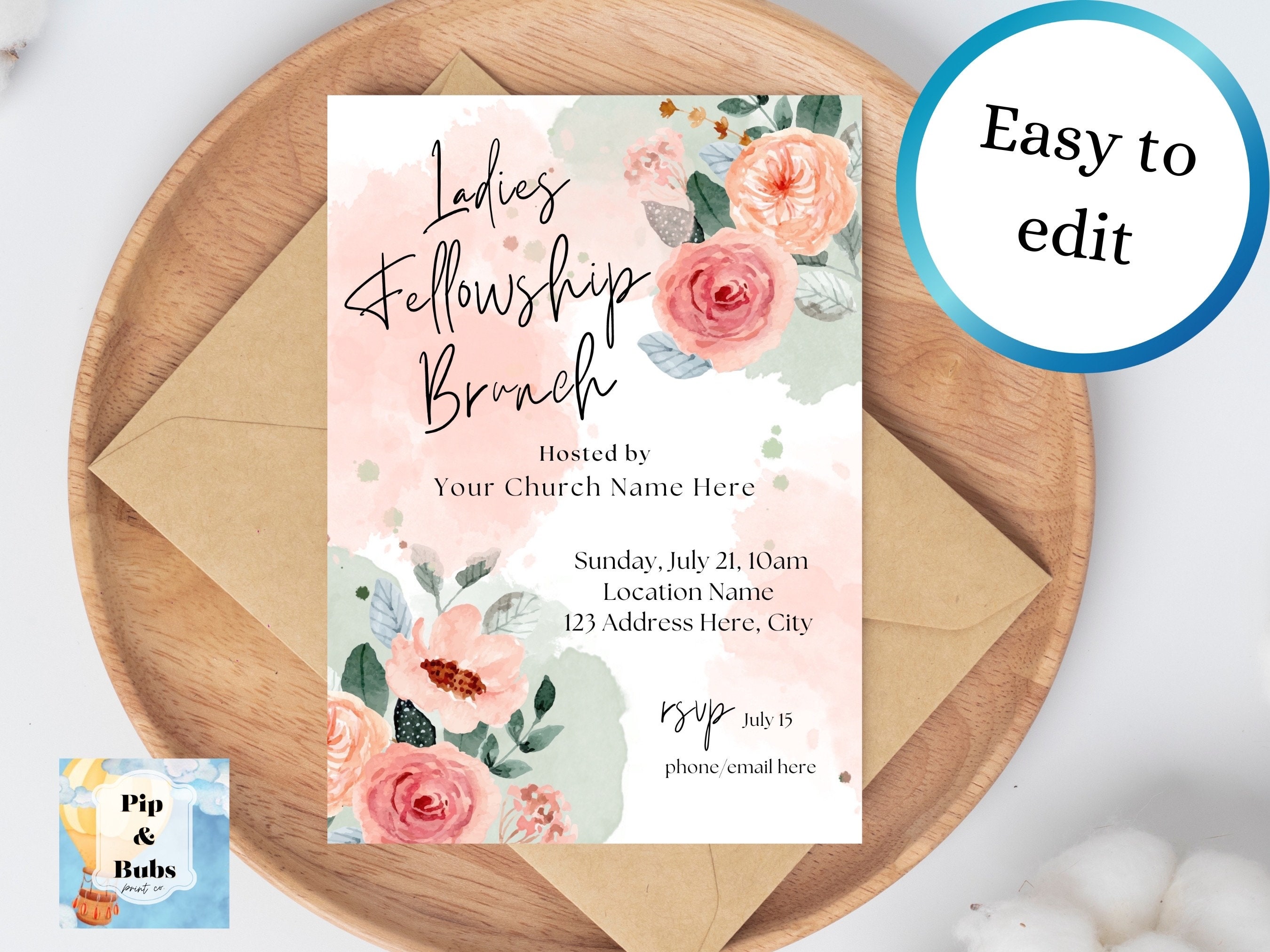 Women’s Fellowship Editable Invitation Ladies Brunch Christian Bible ...