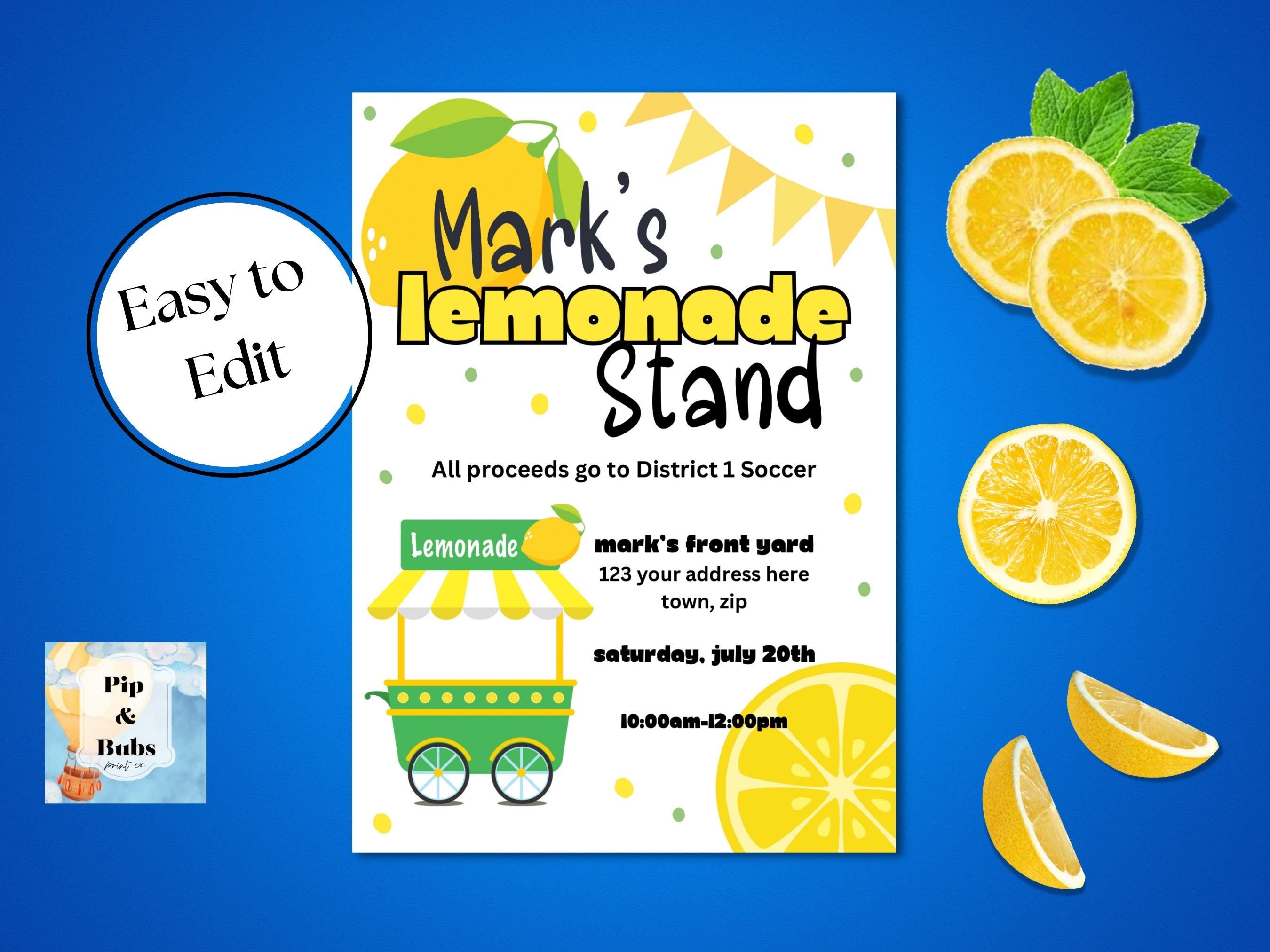 Lemonade Stand Flyer Printable Digital Download for Fundraising ...