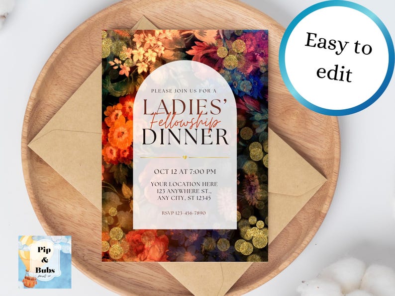 Ladies' Fellowship Invitation: Deep Floral Christian Invite (digital ...