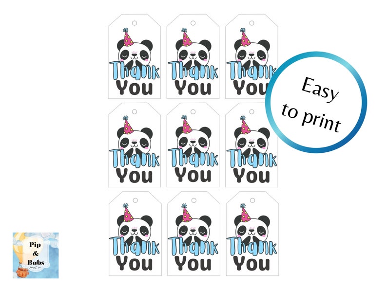 Panda Birthday Printable Party Favor Tags Panda Party Girls Birthday - Etsy