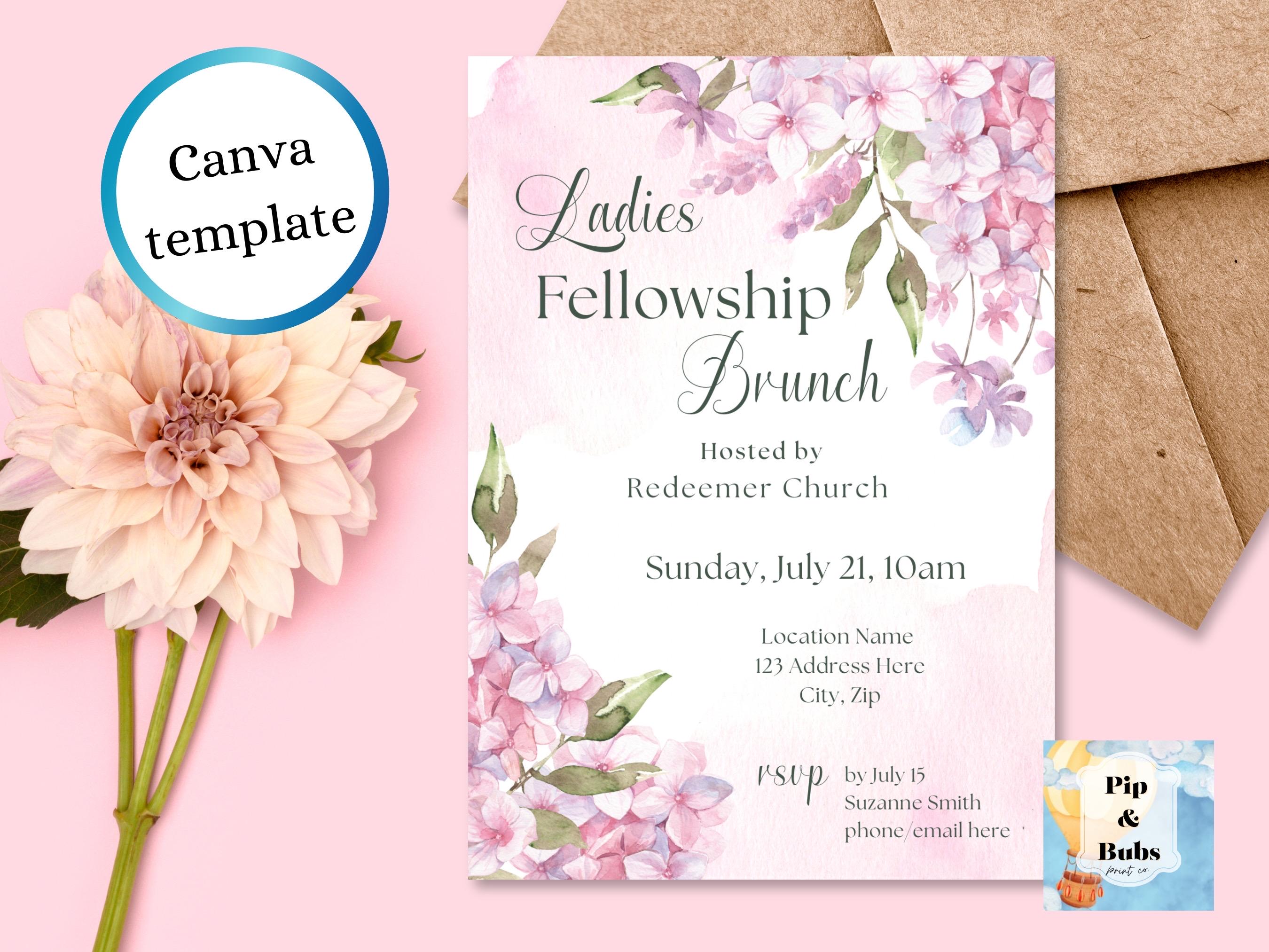 Hydrangea Ladies Fellowship Invitation: Christian Brunch, Bible Study ...