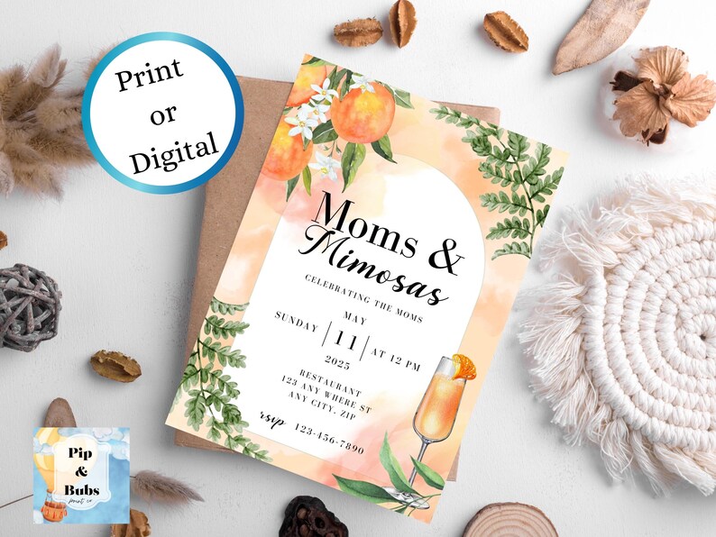 Mother’s Day Brunch Editable Invitations Moms and Mimosas Printable ...