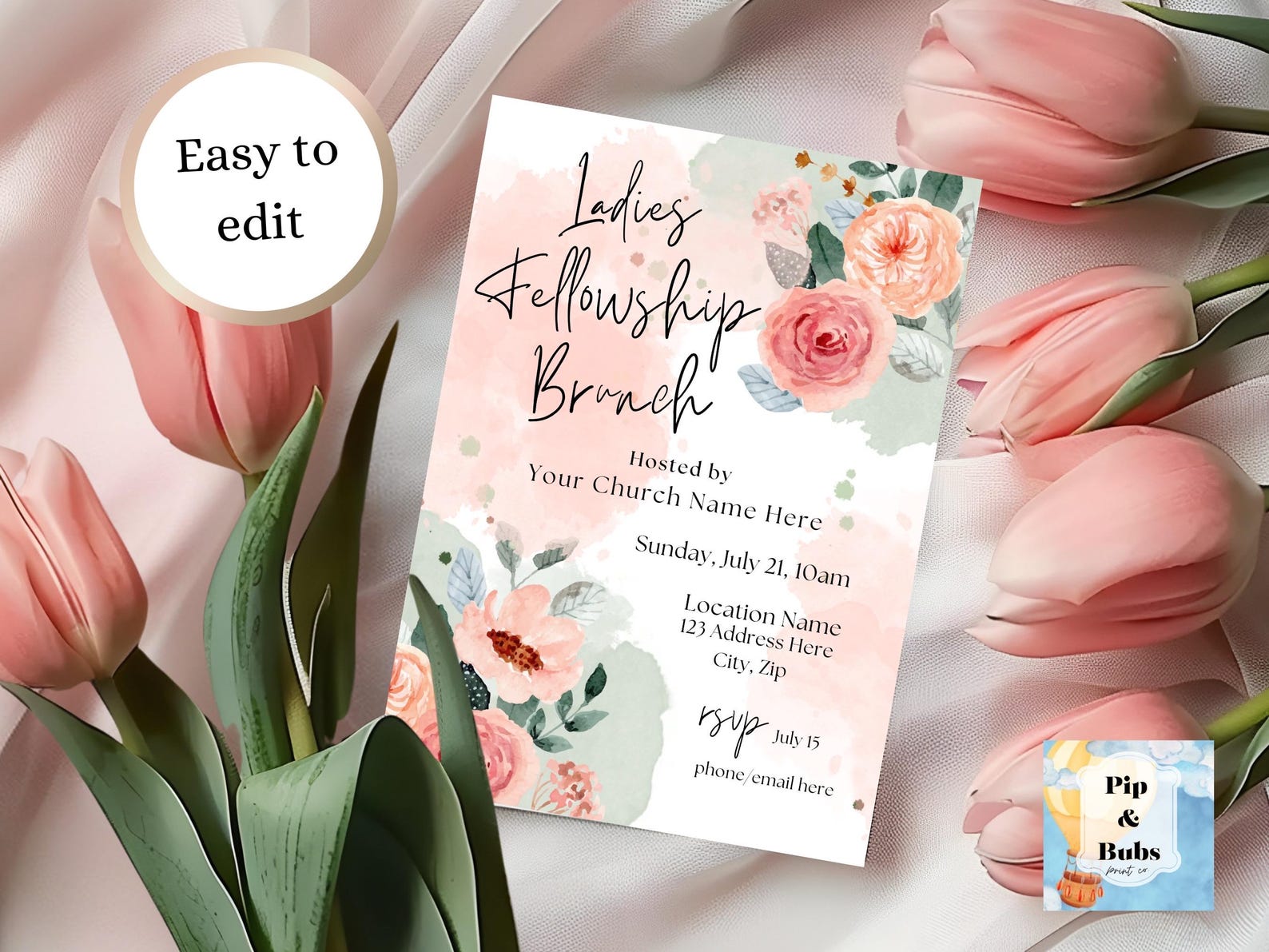 Women’s Fellowship Editable Invitation Ladies Brunch Christian Bible ...
