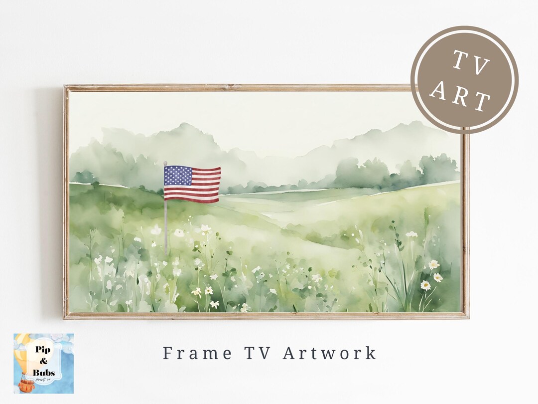 Patriotic Flag Landscape Art for Frame TV: Memorial Day 4th of July ...