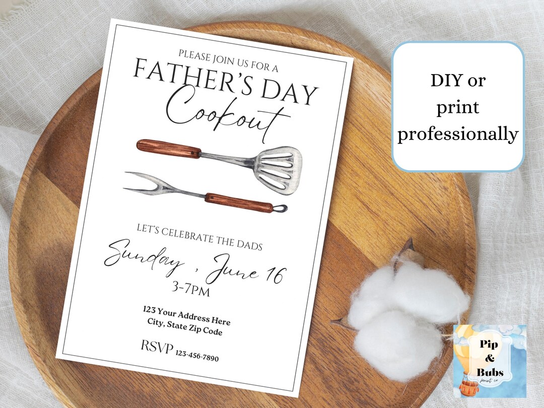 Father’s Day Cookout Editable Invitation Dad’s Invite - Etsy