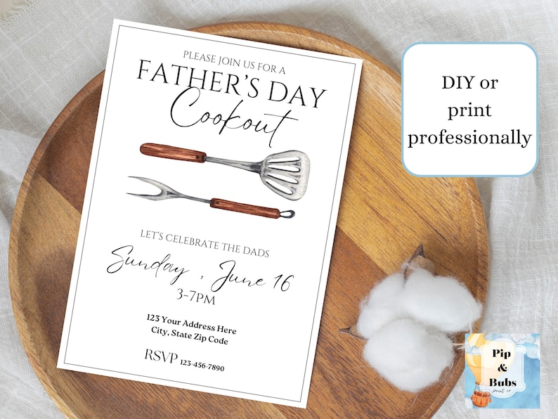 Father’s Day Cookout Editable Invitation Dad’s Invite - Etsy