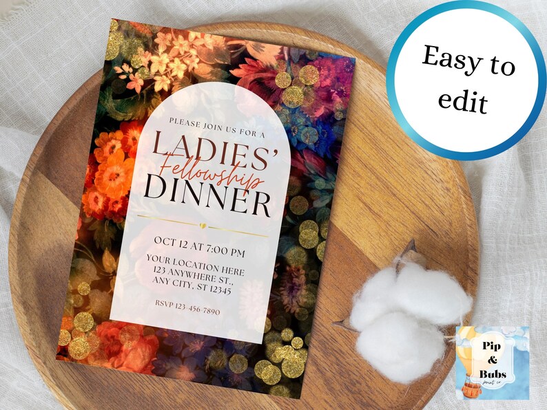 Ladies' Fellowship Invitation: Deep Floral Christian Invite (digital ...