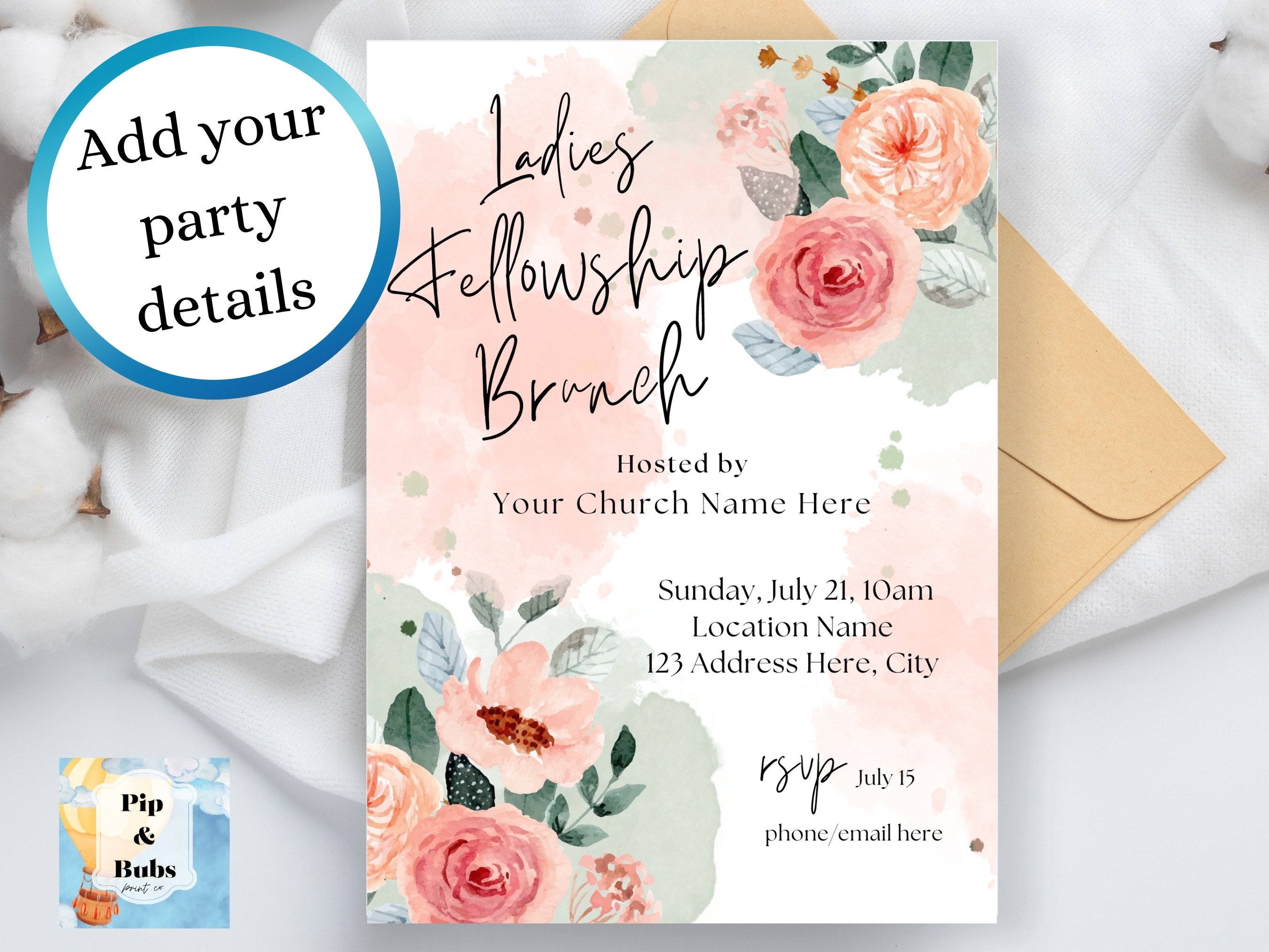 Women’s Fellowship Editable Invitation Ladies Brunch Christian Bible ...